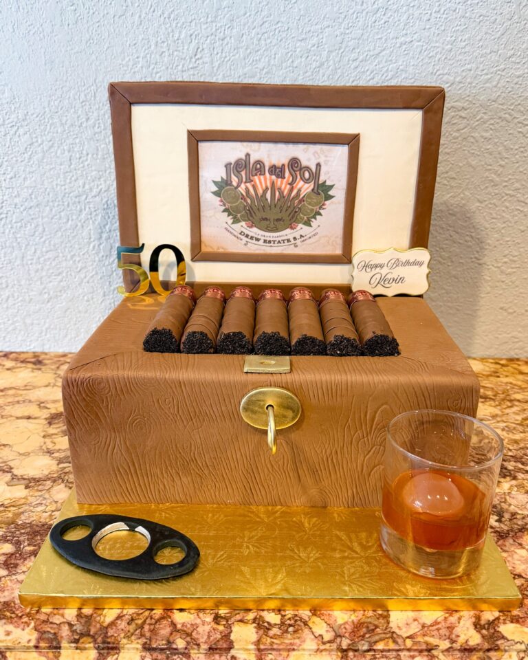 Custom Cigar Box Birthday Cake Delivered to The Oaks Country Club in ...